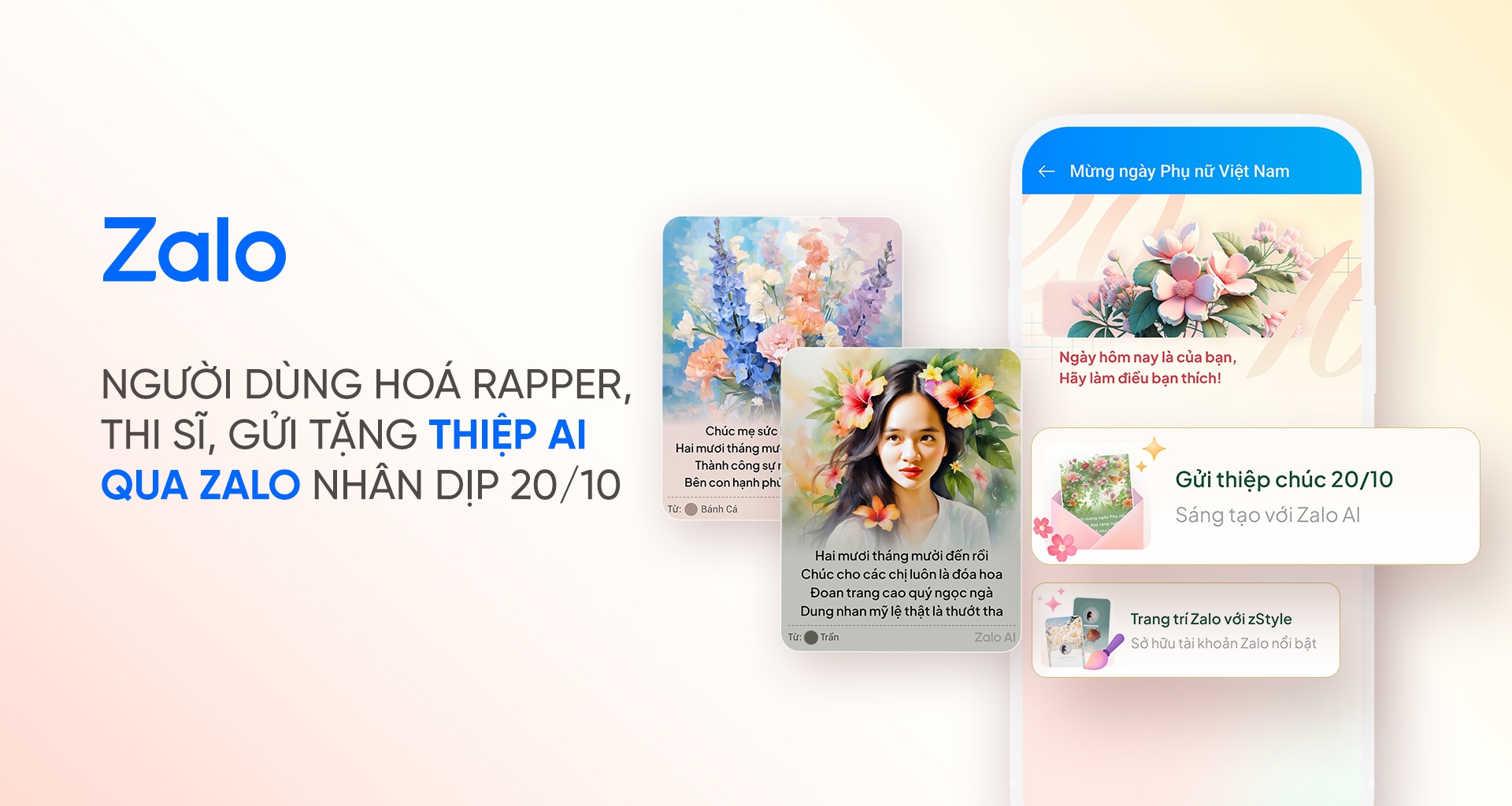Người dùng hoá rapper, thi sĩ, gửi tặng thiệp AI qua Zalo dịp 20/10 - Công nghệ - ZNEWS.VN