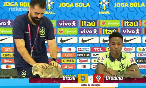 Thành viên tuyển Brazil ném con mèo trong buổi họp báo - World Cup 2022 ...