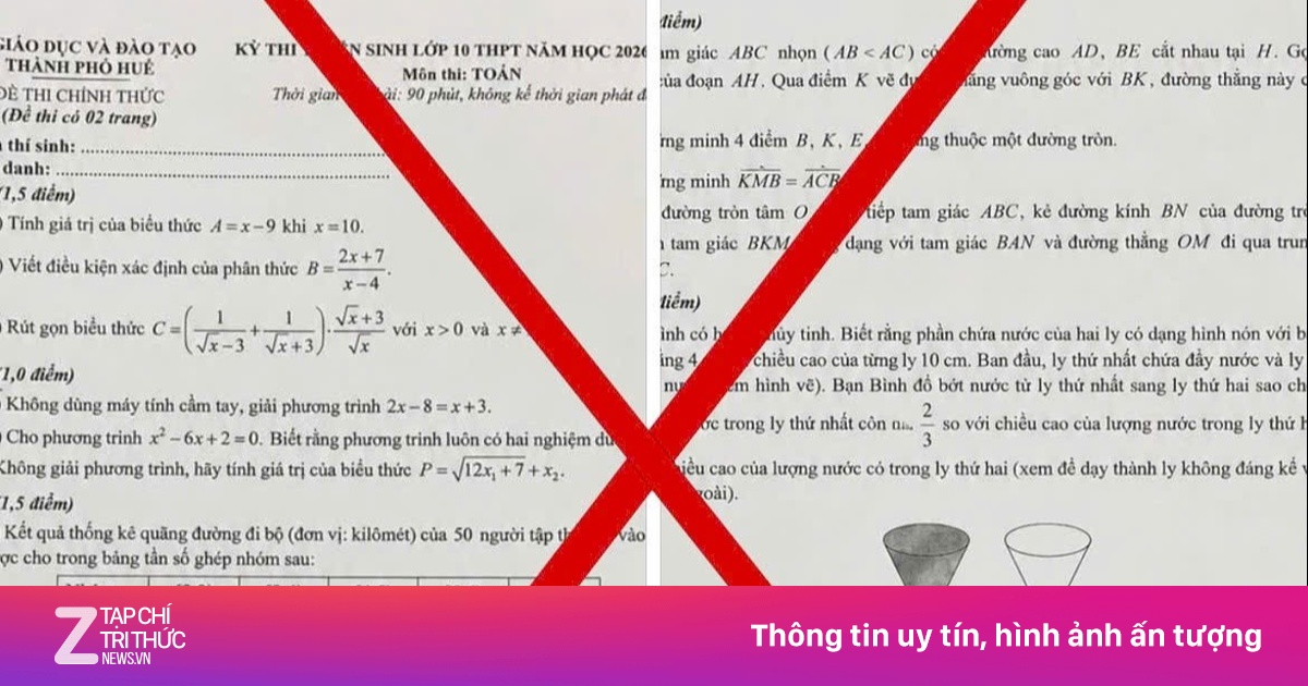 Thực hư đề thi Toán lớp 10 có tổng điểm 11 | Znews.vn