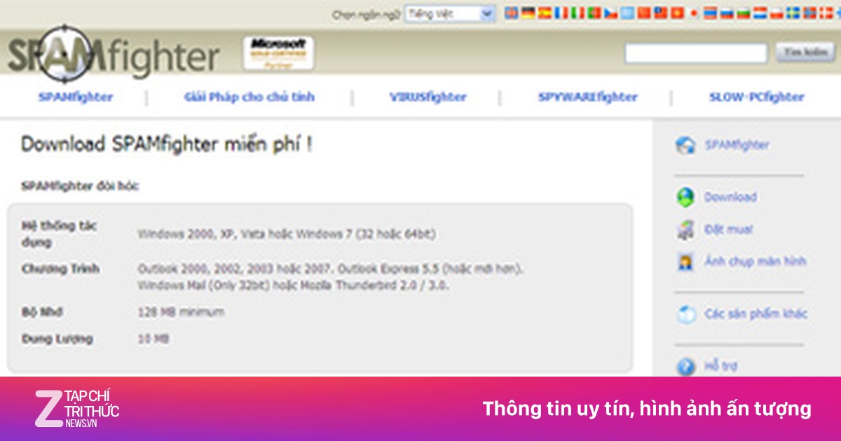 SpamFighter - bộ lọc thư rác miễn phí hỗ trợ tiếng Việt - Công nghệ ...